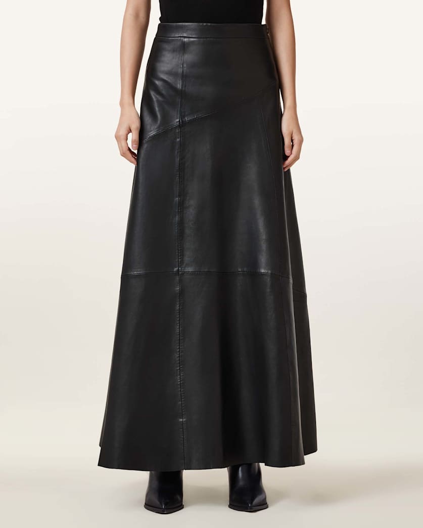 Giana Leather Maxi Skirt Black | ALLSAINTS US